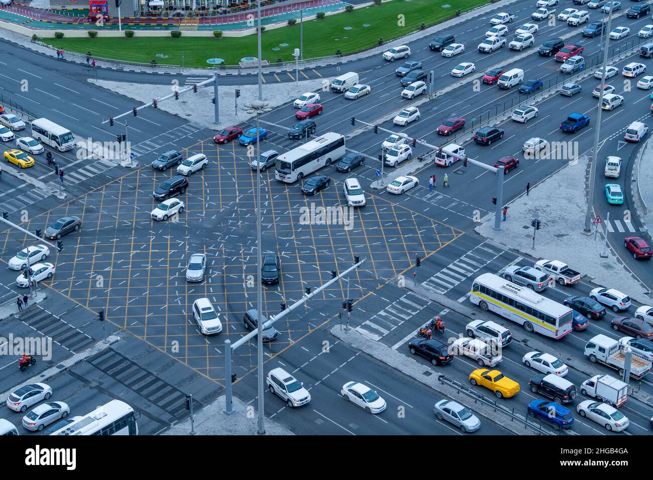 Aerial View of Doha C Ring Road Ramada Signa at rush hour Stock Photo ...