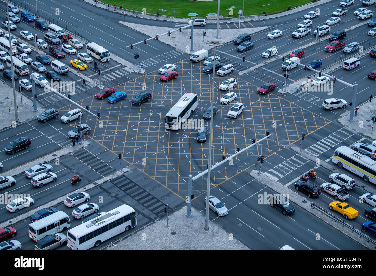 Aerial View of Doha C Ring Road Ramada Signa at rush hour Stock Photo ...