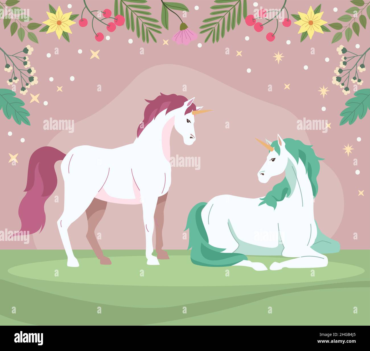 Two horses animals Stock Vector Images - Alamy
