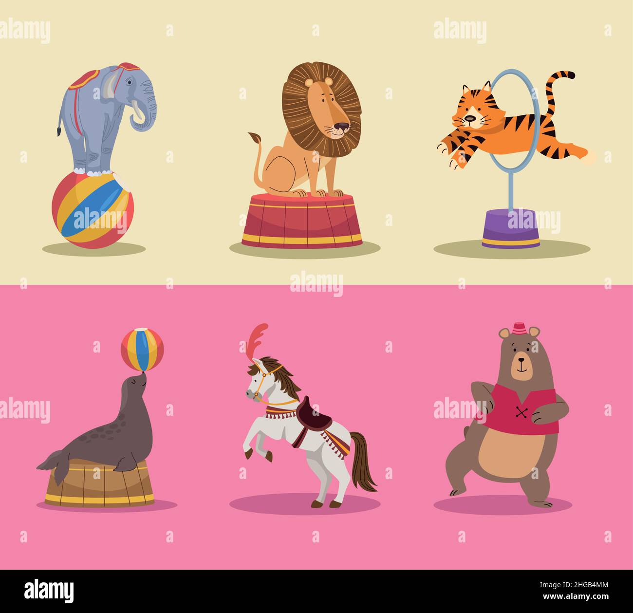 six animals circus characters Stock Vector Image & Art - Alamy