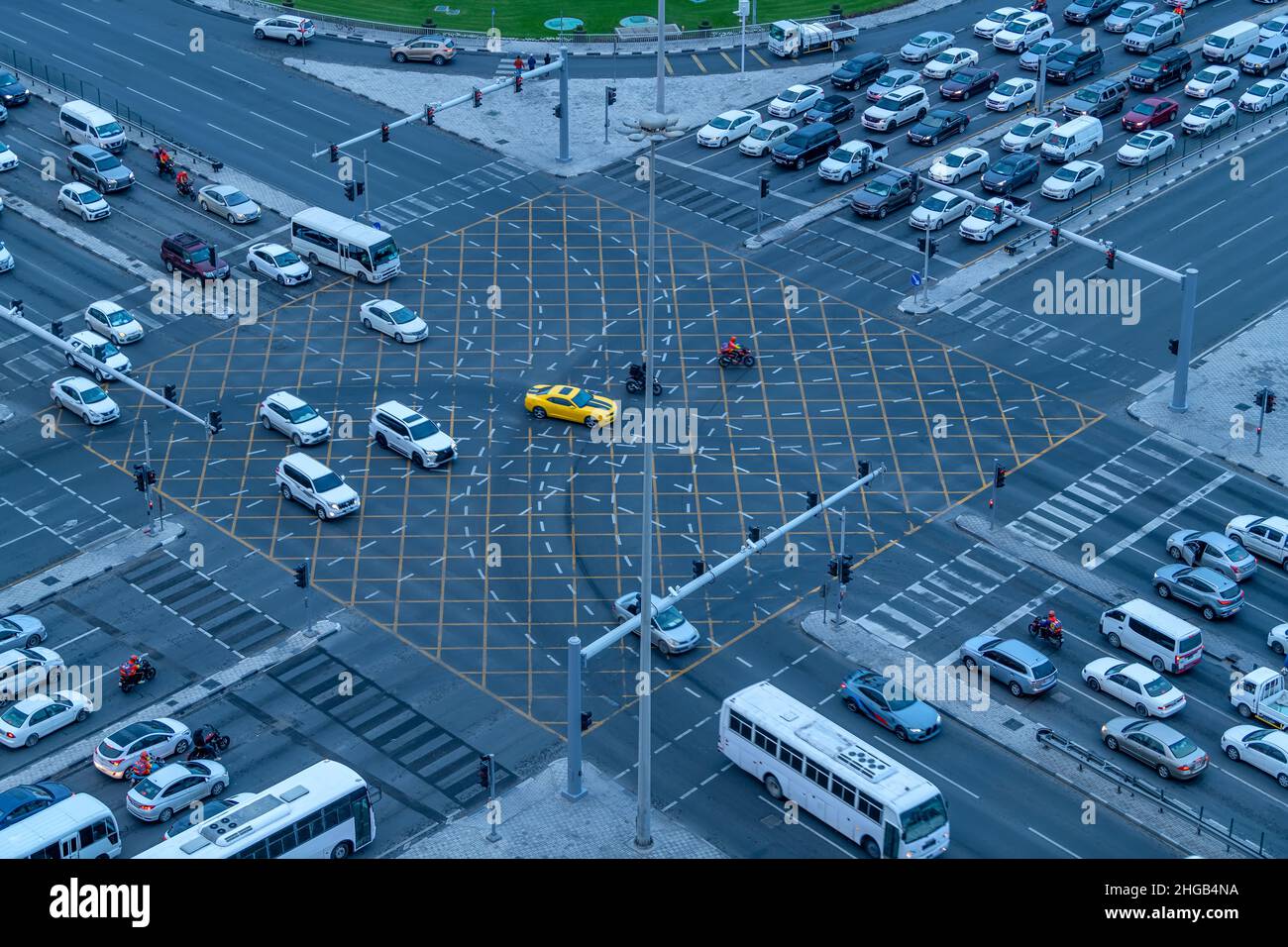 Aerial View of Doha C Ring Road Ramada Signa at rush hour Stock Photo ...