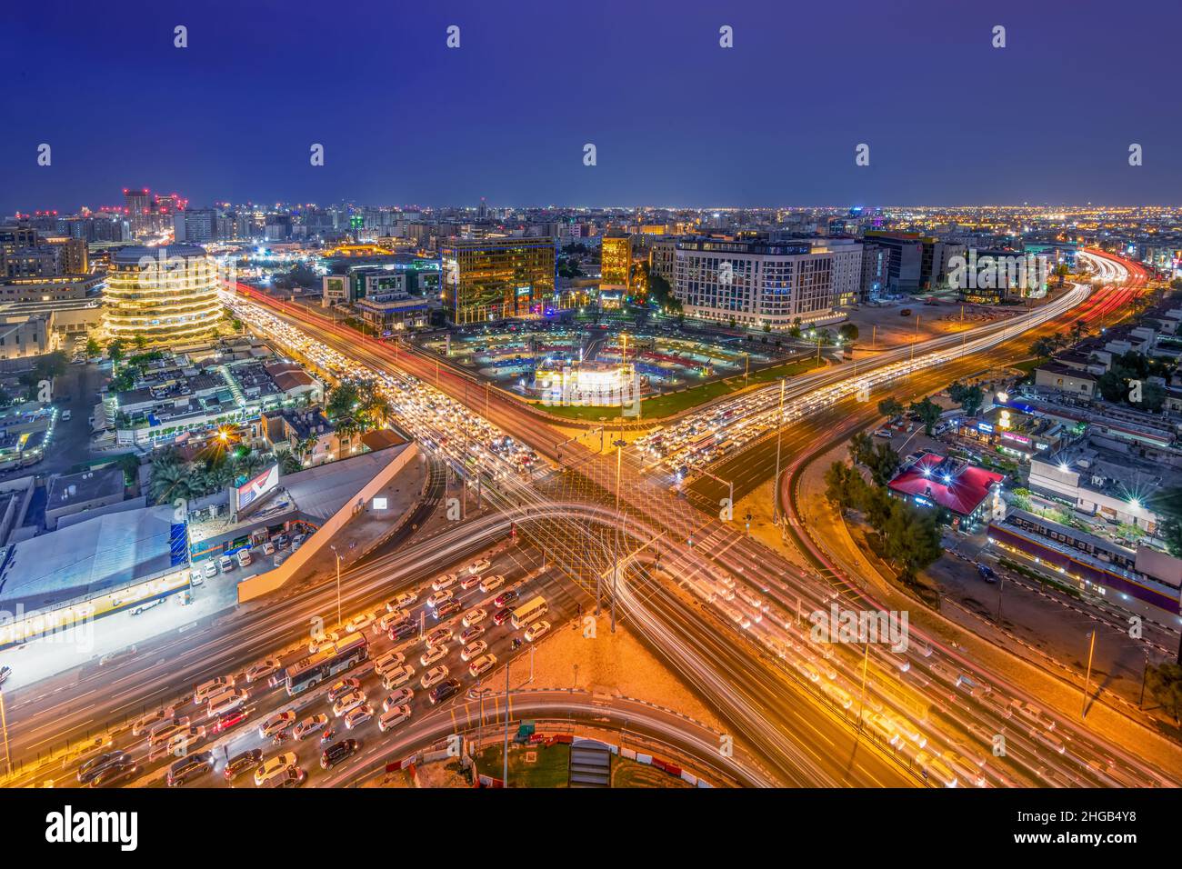 Aerial View of Doha C Ring Road Ramada Signa at rush hour Stock Photo ...
