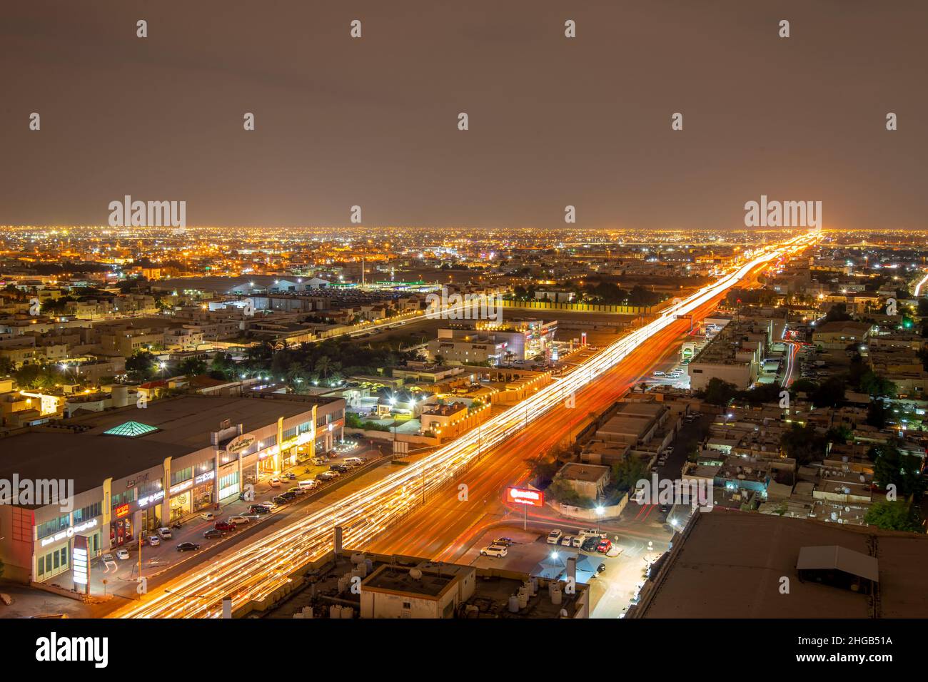 Aerial View of Doha C Ring Road Ramada Signa at rush hour Stock Photo ...