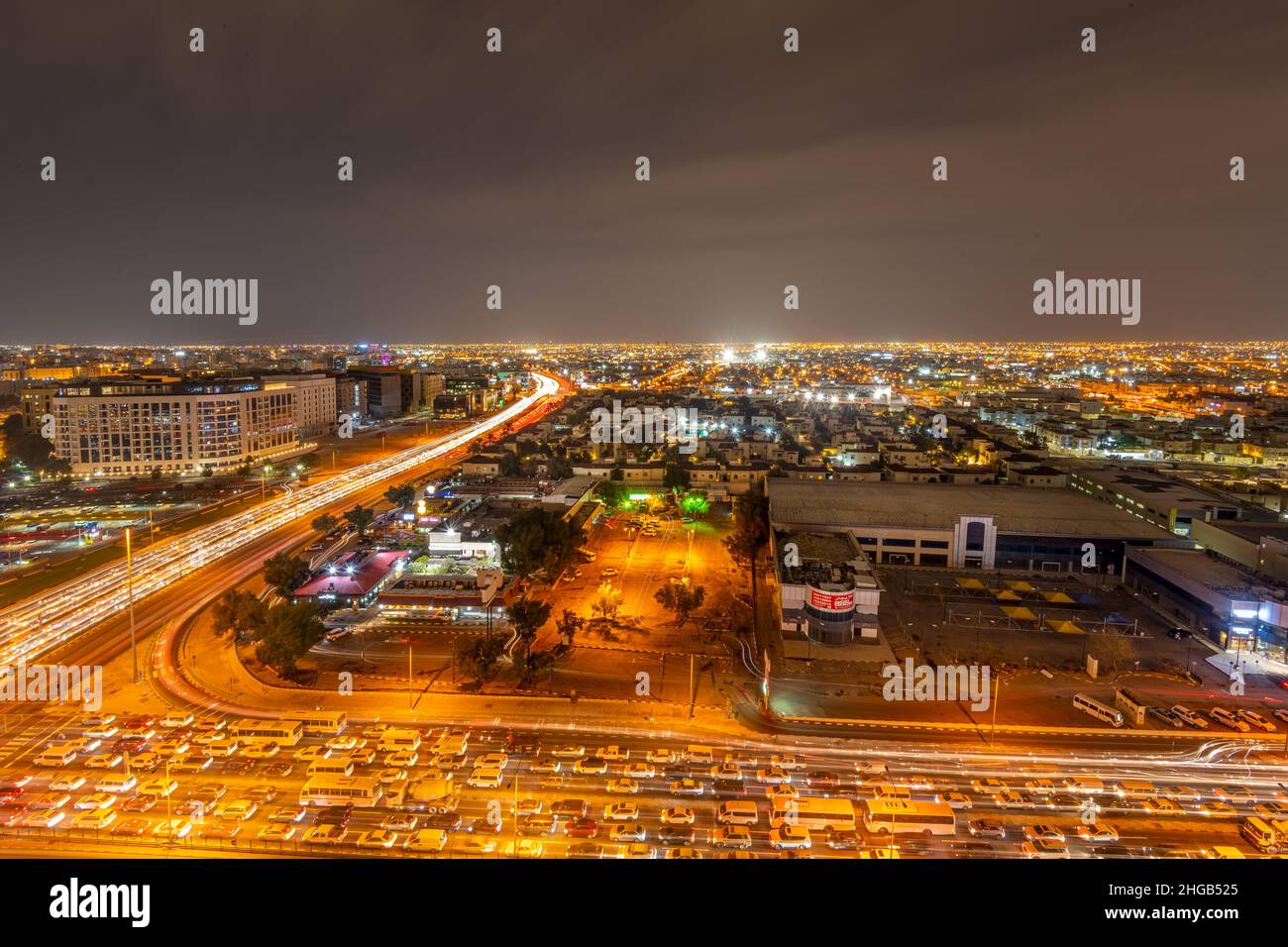 Aerial View of Doha C Ring Road Ramada Signa at rush hour Stock Photo ...