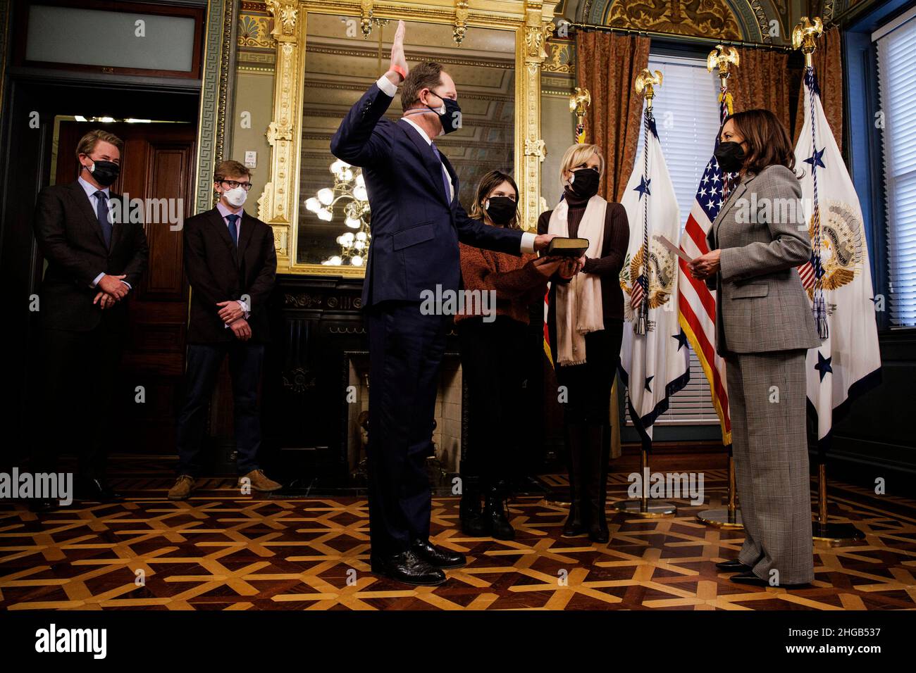 Vice President Kamala Harris swears in Mark Brzezinski as the United ...