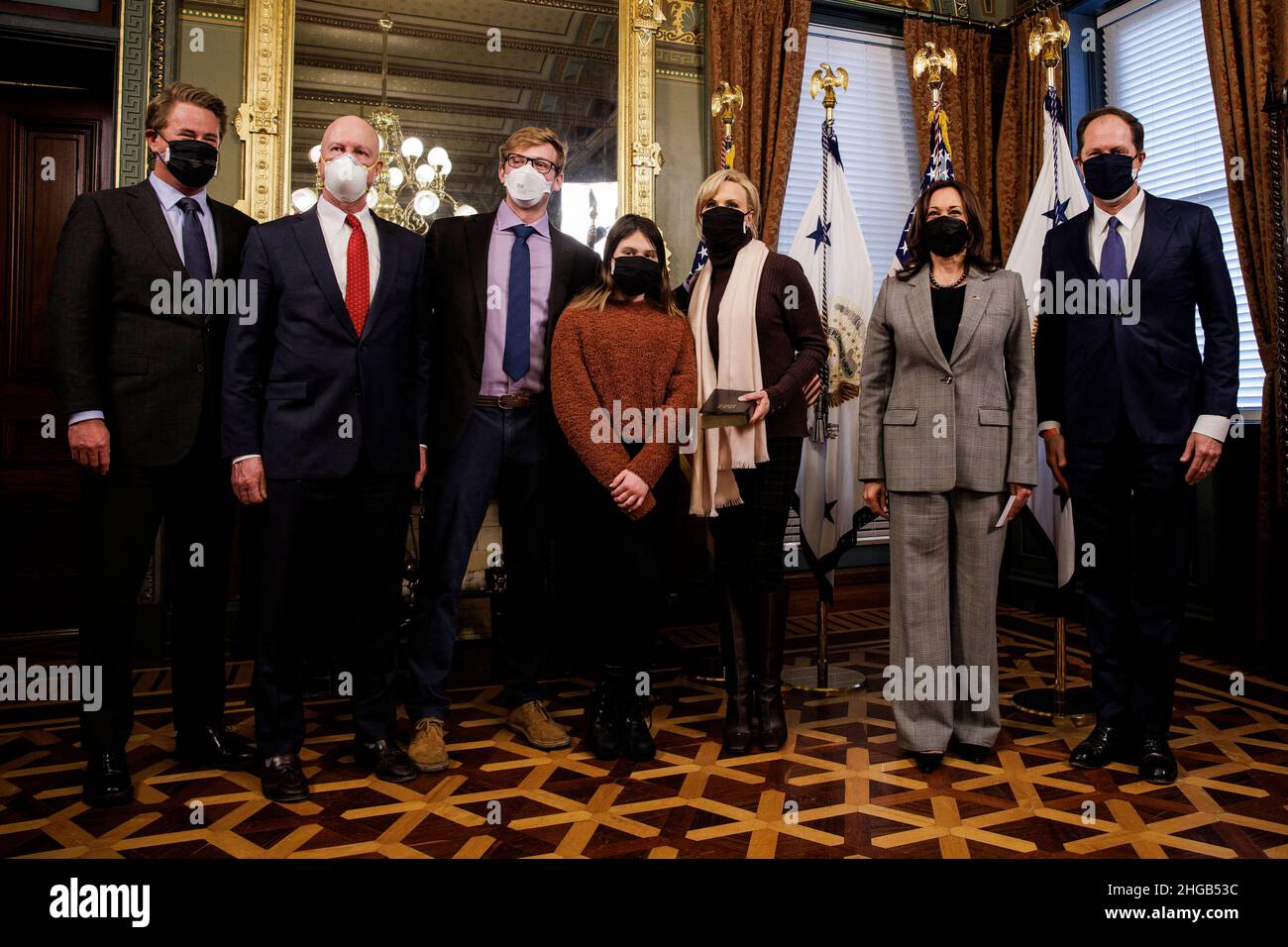 Ambassador Mark Brzezinski (right) stands with Vice President Kamala ...