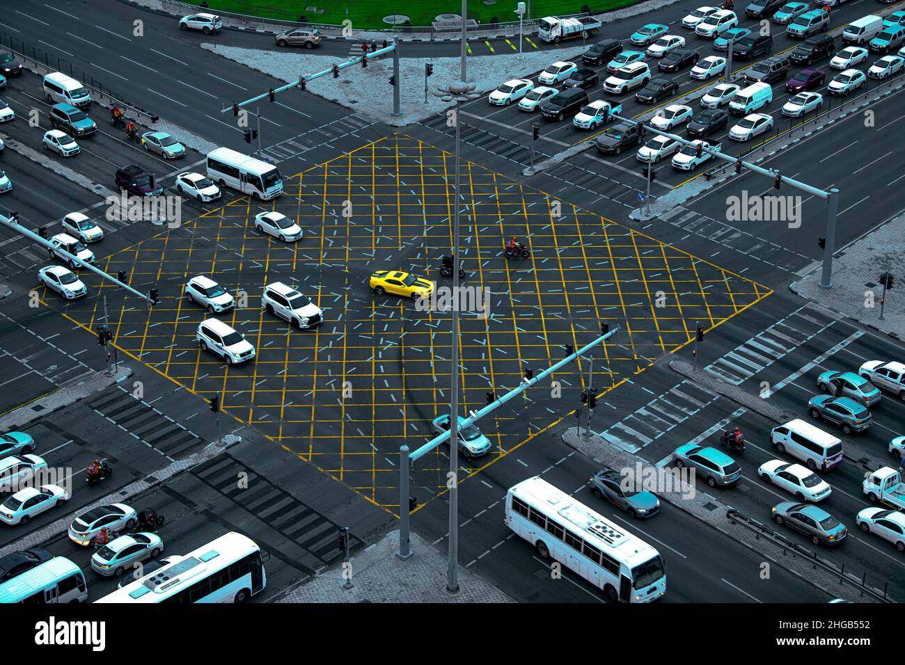 Aerial View of Doha C Ring Road Ramada Signa at rush hour Stock Photo ...