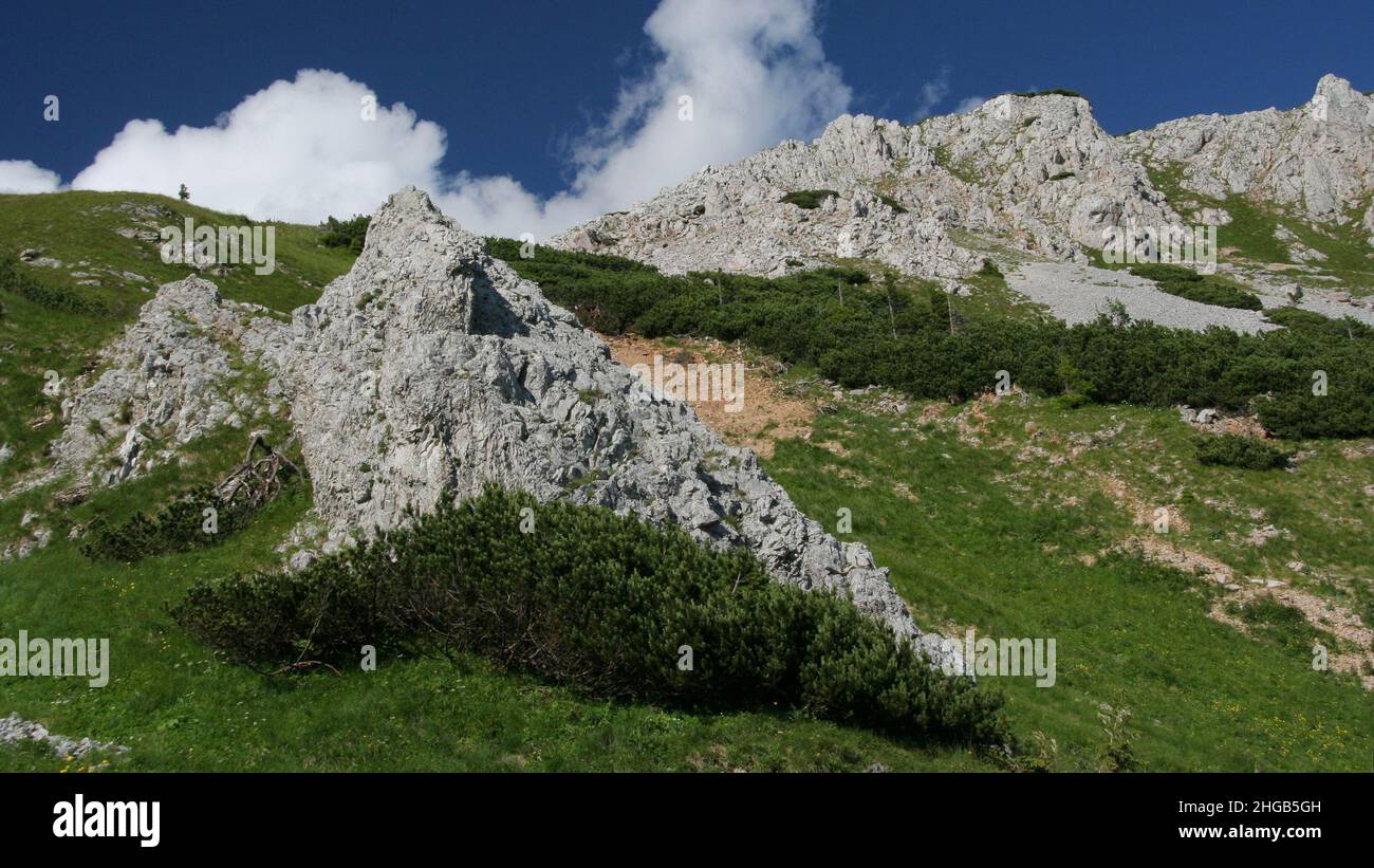 Rock formation in Karlgraben at hiking track to Schneealpe,Styria ...