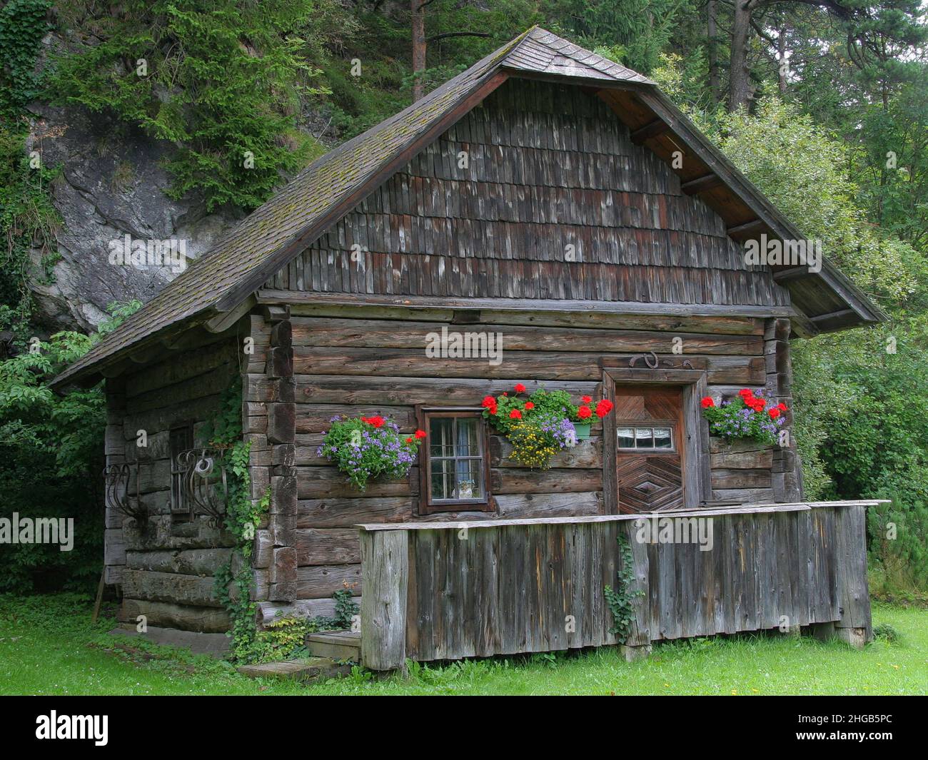 Wooden house at hiking track to Schneealpe,Styria,Austria,Europe Stock ...