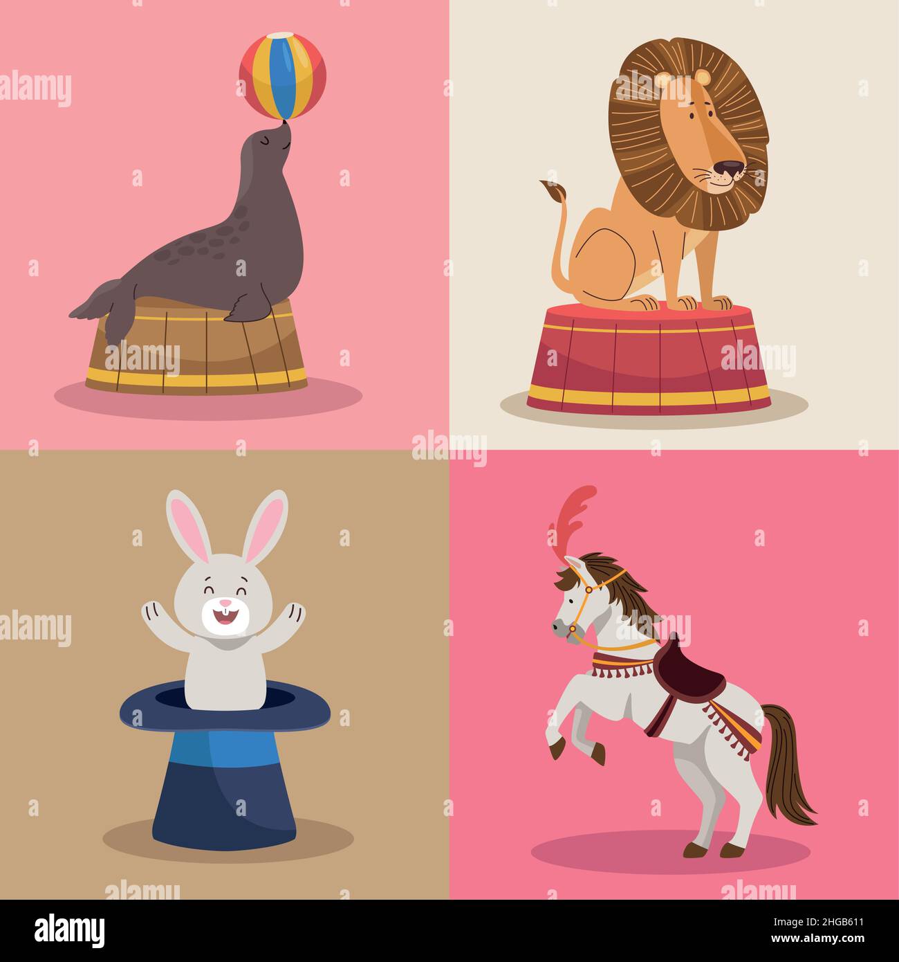four animals circus characters Stock Vector Image & Art - Alamy