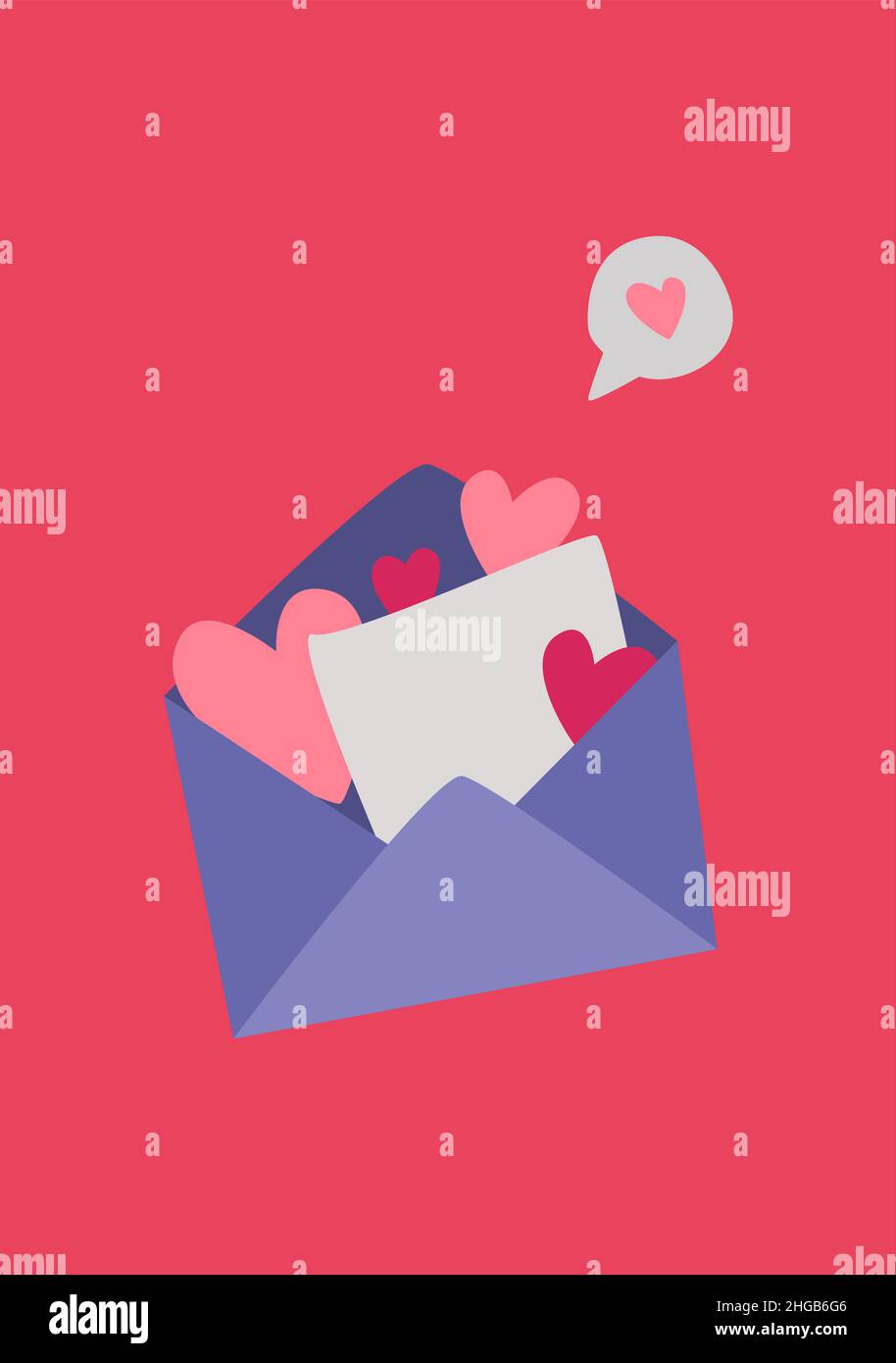 An envelope with a letter and hearts. Vector image in boho style ...