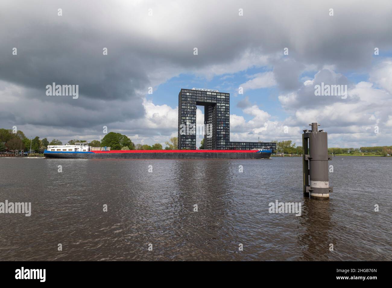Evening landscape with building in Groningen city in the Netherlands ...
