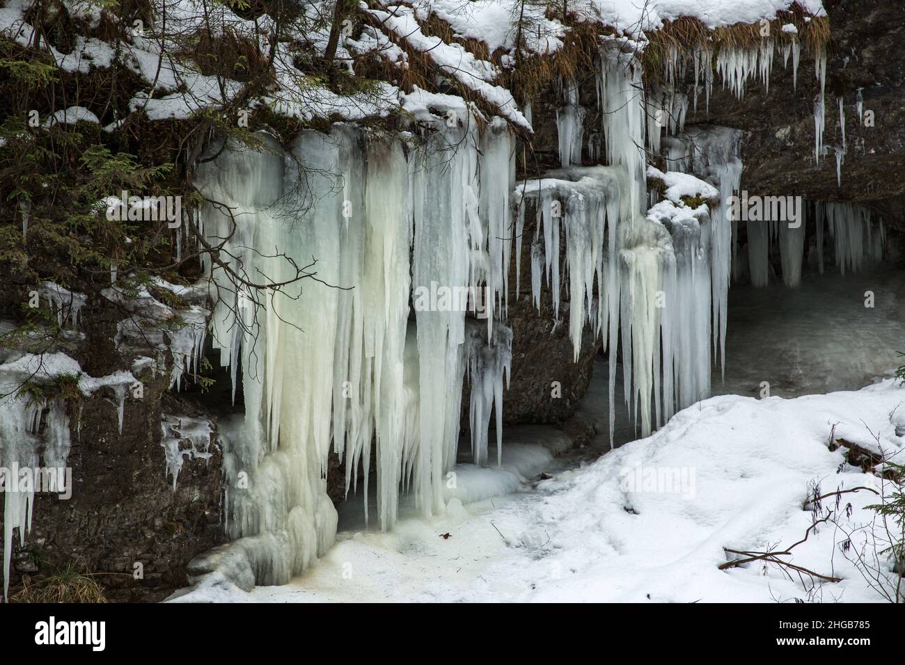 Small frozen waterfalls in the mountains, Slovakia, europe Stock Photo ...