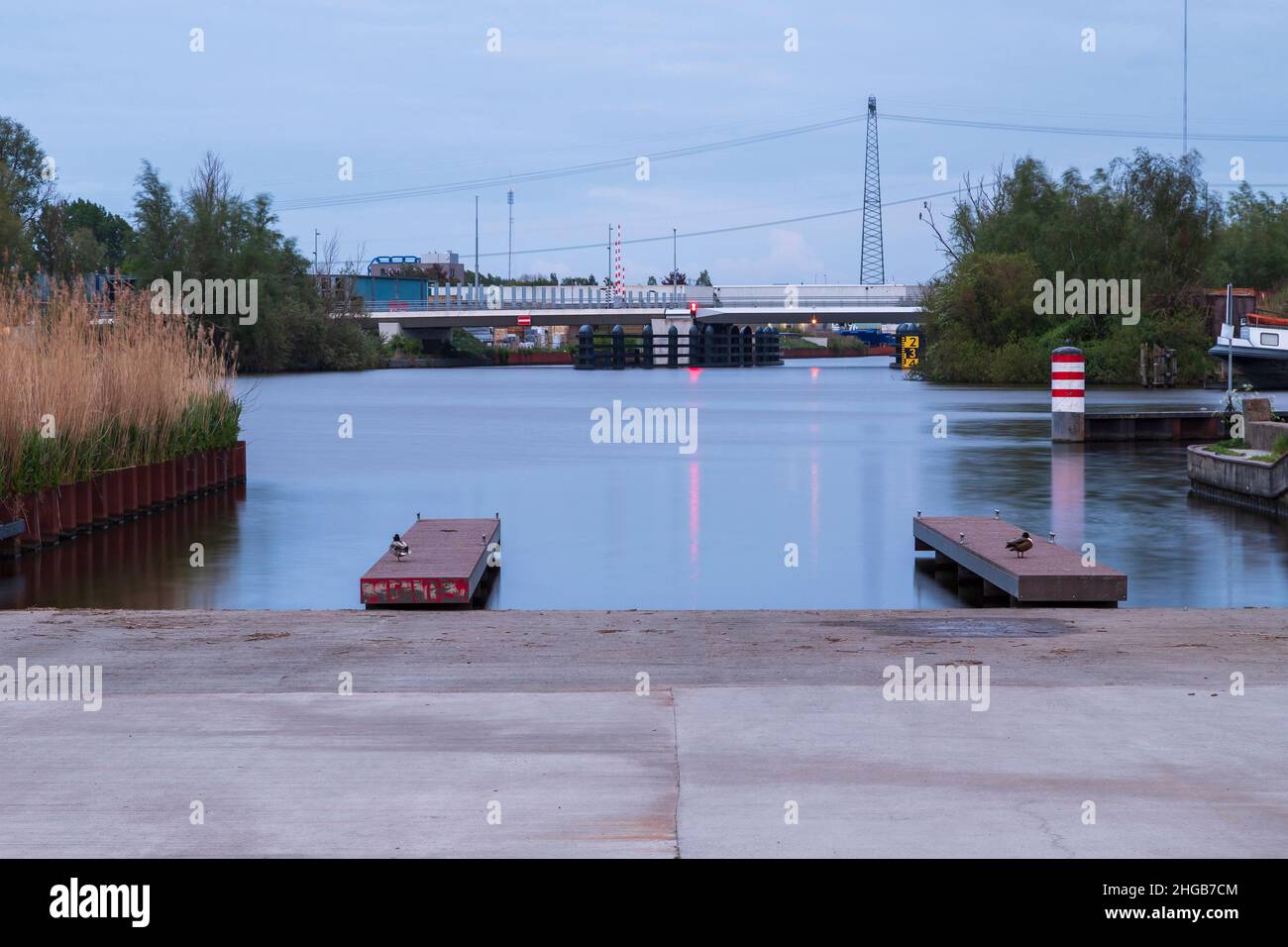 Ramp for launching boats to the sea in Groningen, Holland Stock Photo ...