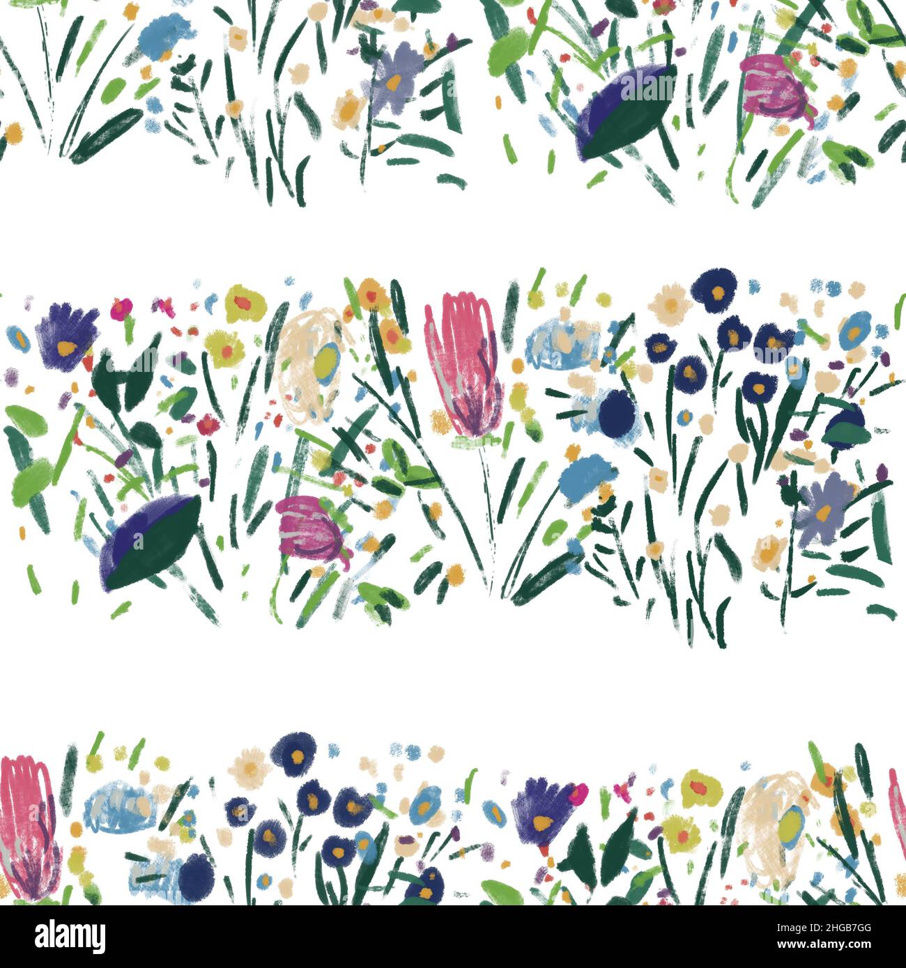 Seamless pattern with wildflowers on watercolor paper background Stock ...