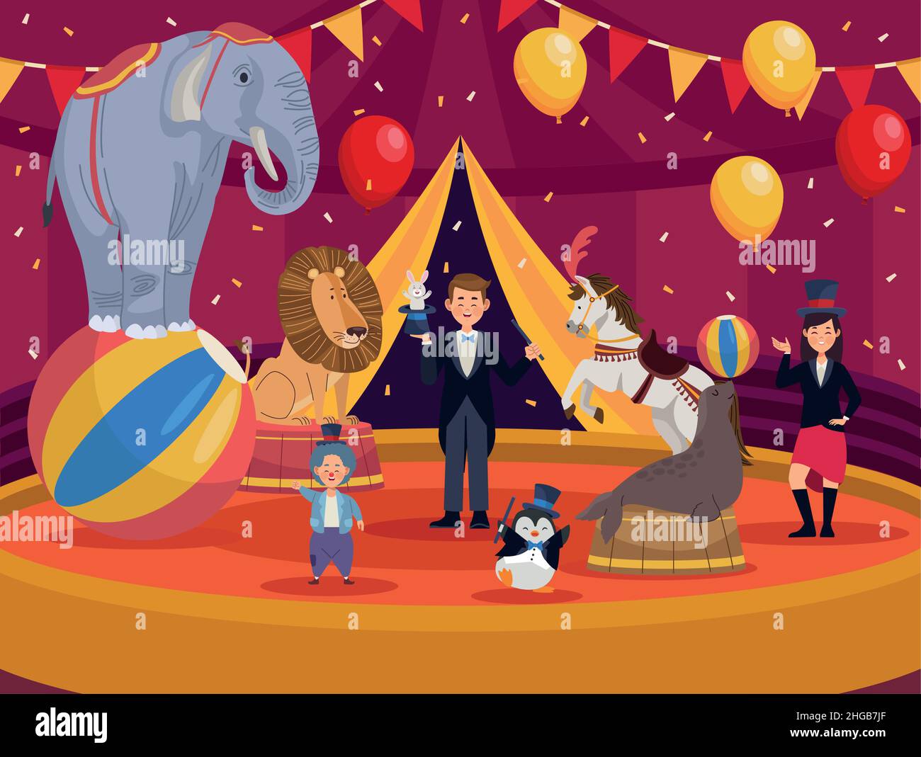 eight circus characters scene Stock Vector Image & Art - Alamy