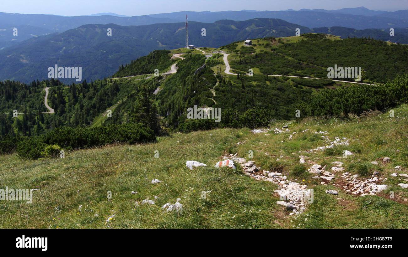 Landscape at hiking track to Schneealpe,Styria,Austria,Europe Stock ...