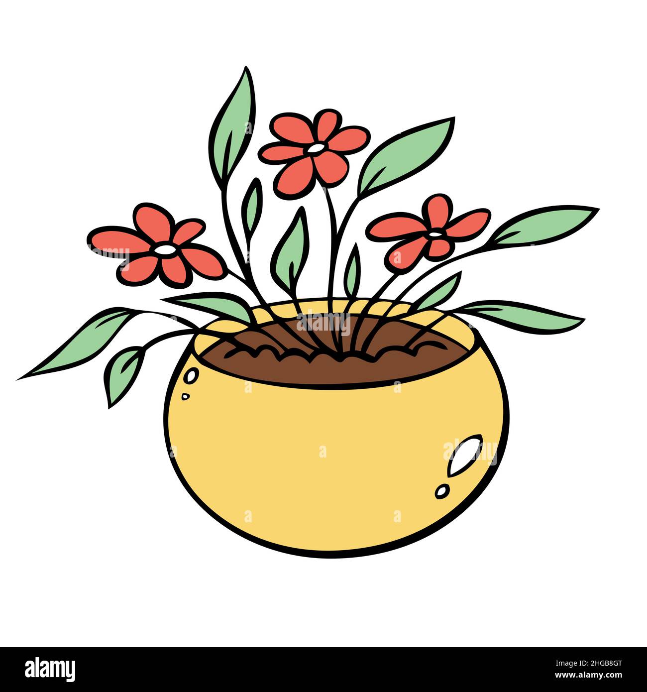 Cute plant in a flower pot. Vector illustration of indoor plants Stock ...