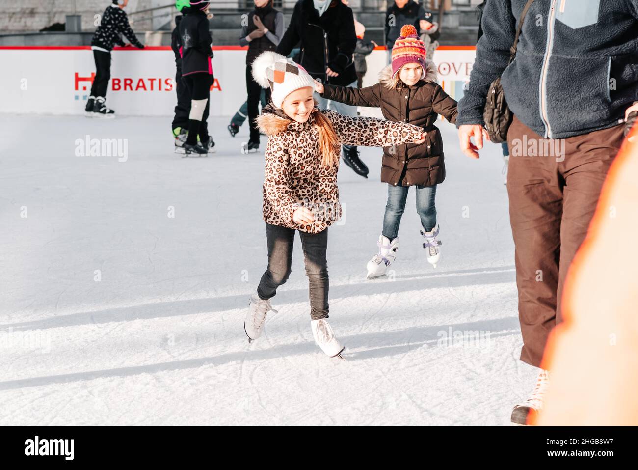 Slovakia.Bratislava.28.12.2018 .Soft,Selective focus.Group of teenage ...