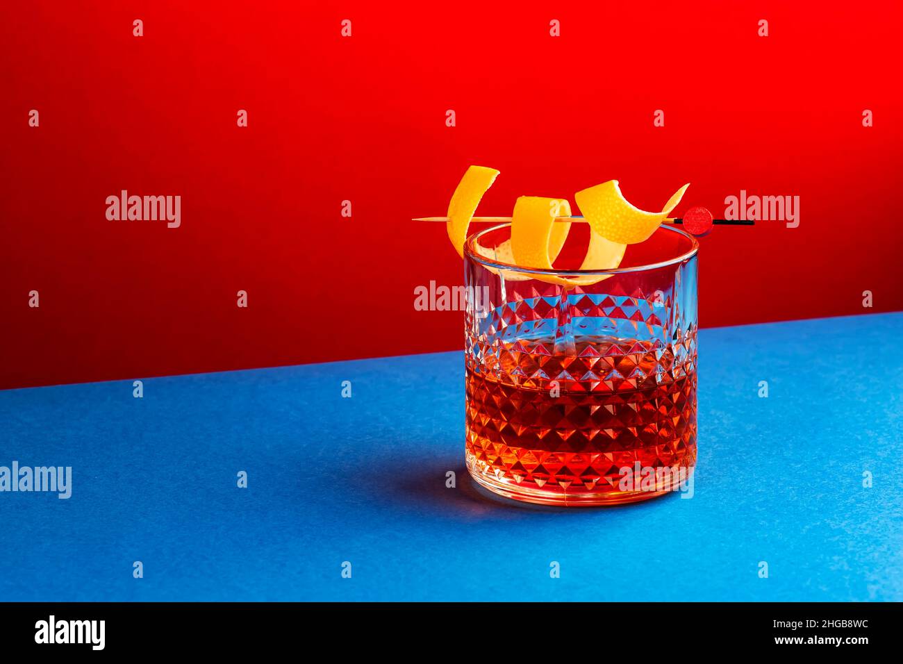 Sazerac cocktail with cognac, bourbon, absinthe, bitters, sugar and ...