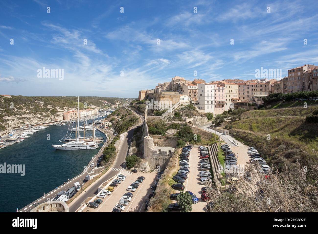 Bonifacio harbor, which is located at the southern end of the Corsica ...
