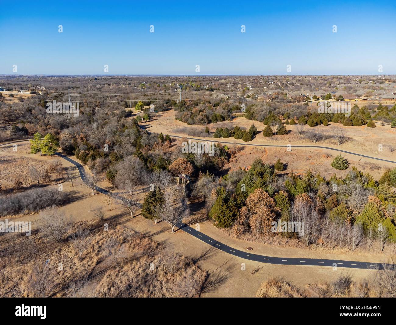 Aerial view of the landscape around Mitch Park at Edmond, Oklahoma Stock Photo - Alamy
