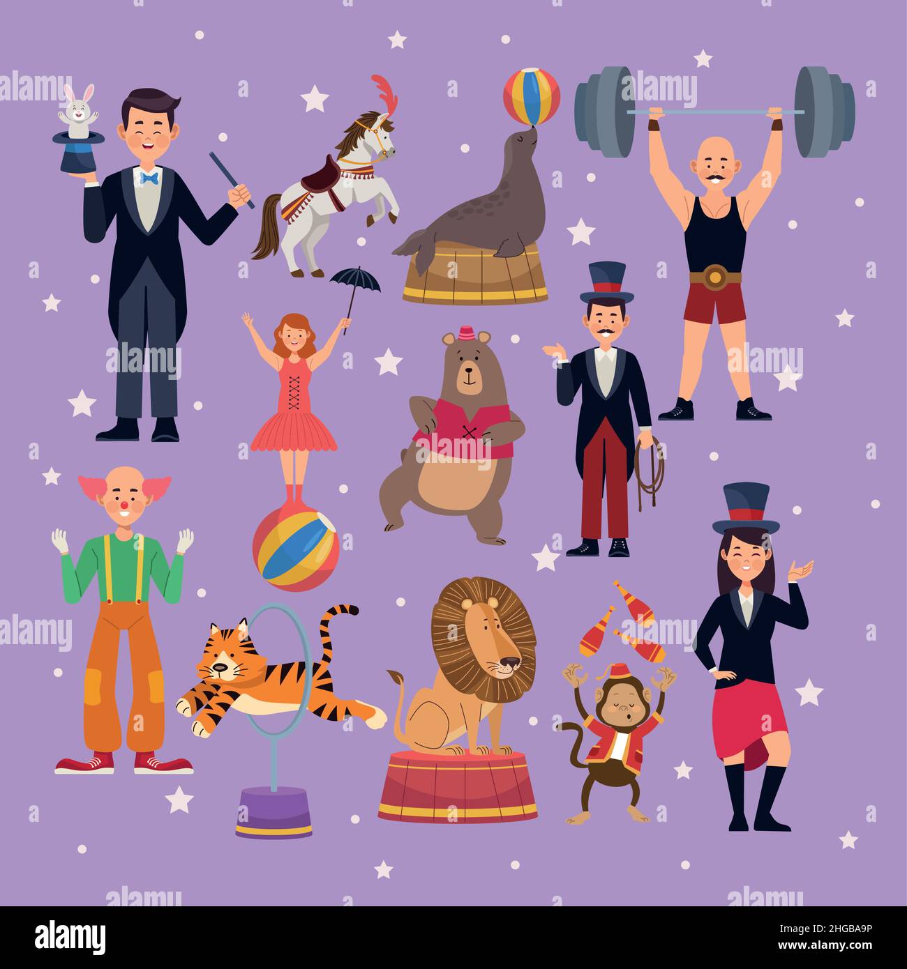 twelve circus show characters Stock Vector Image & Art - Alamy