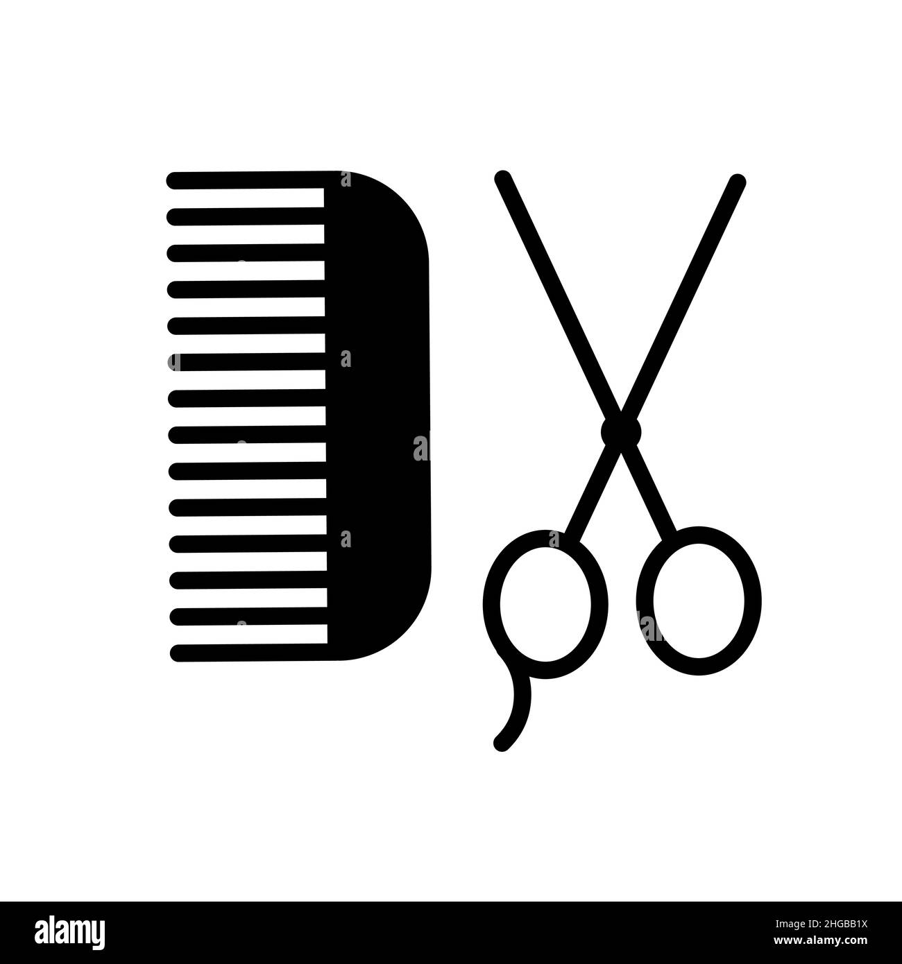 Animal grooming, hairbrush and scissors glyph icon. Pet animal sign ...