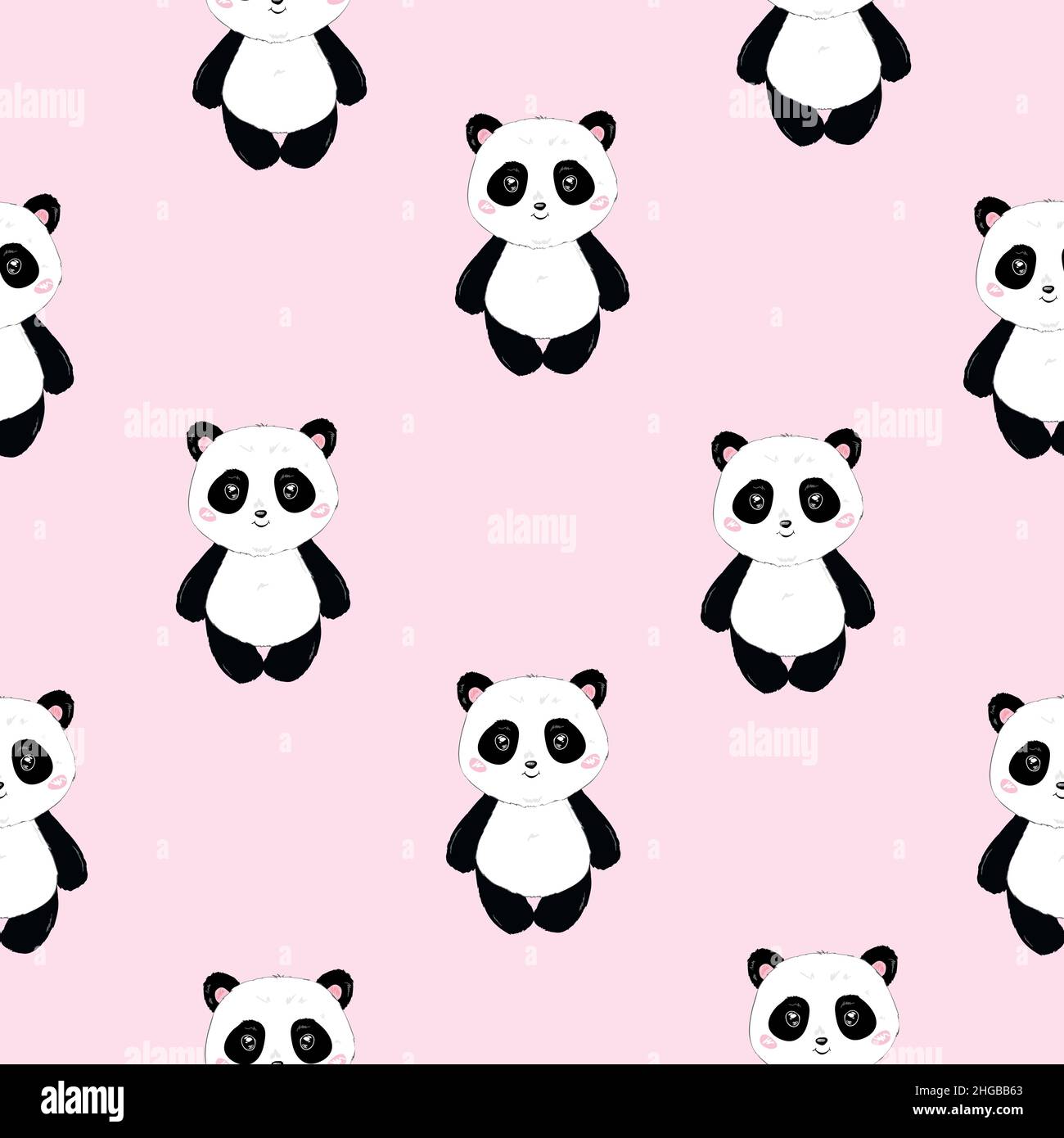 Seamless Cute Cartoon Panda Pattern, vector, animal Stock Vector Image ...