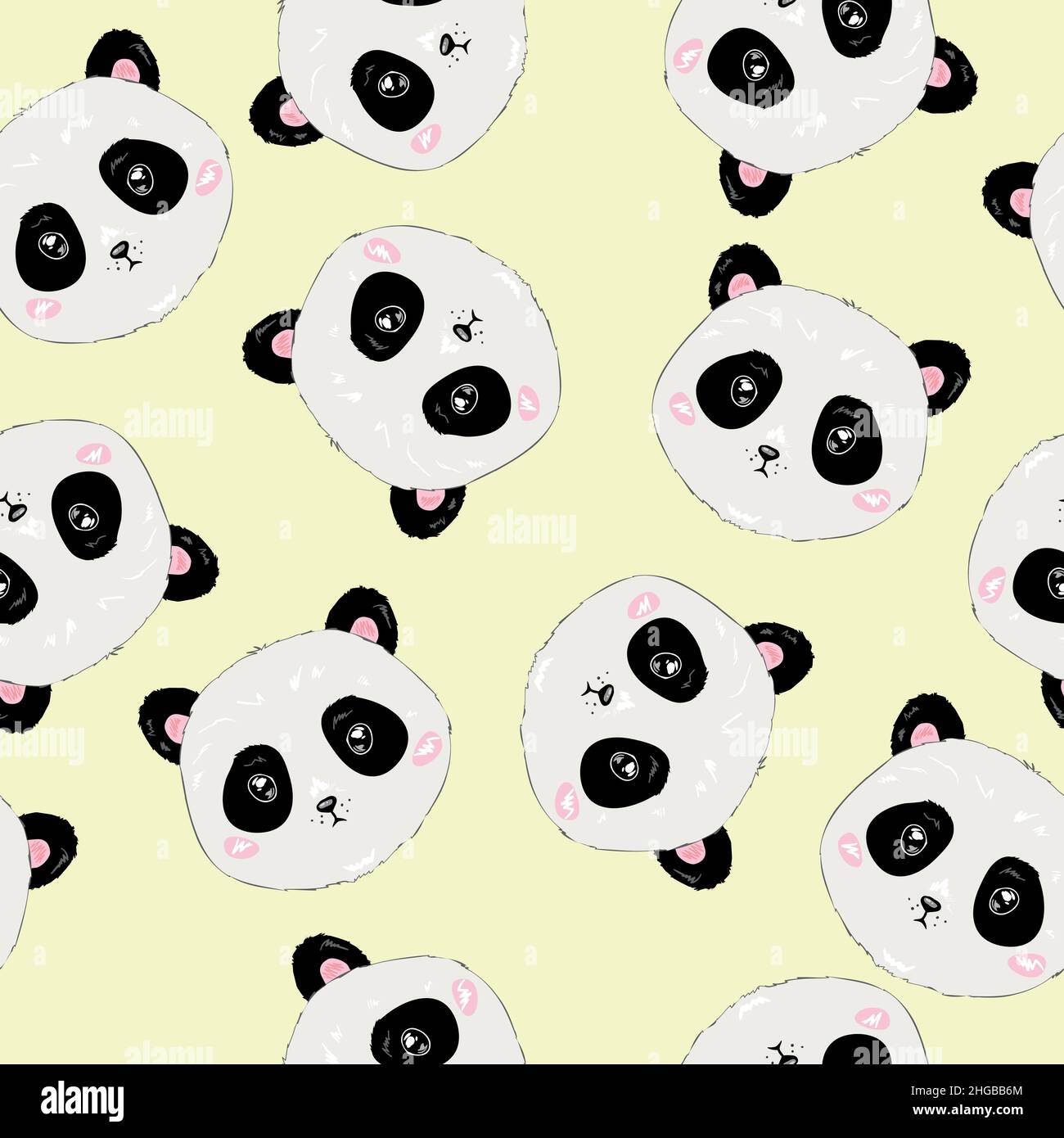 Seamless Cute Cartoon Panda Pattern, vector, animal Stock Vector Image ...