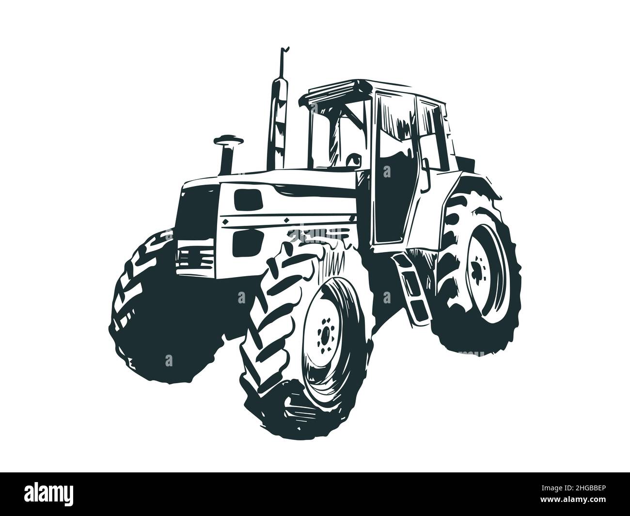 Agricultural harvester. Tractor vector sketch. Farm agricultural ...