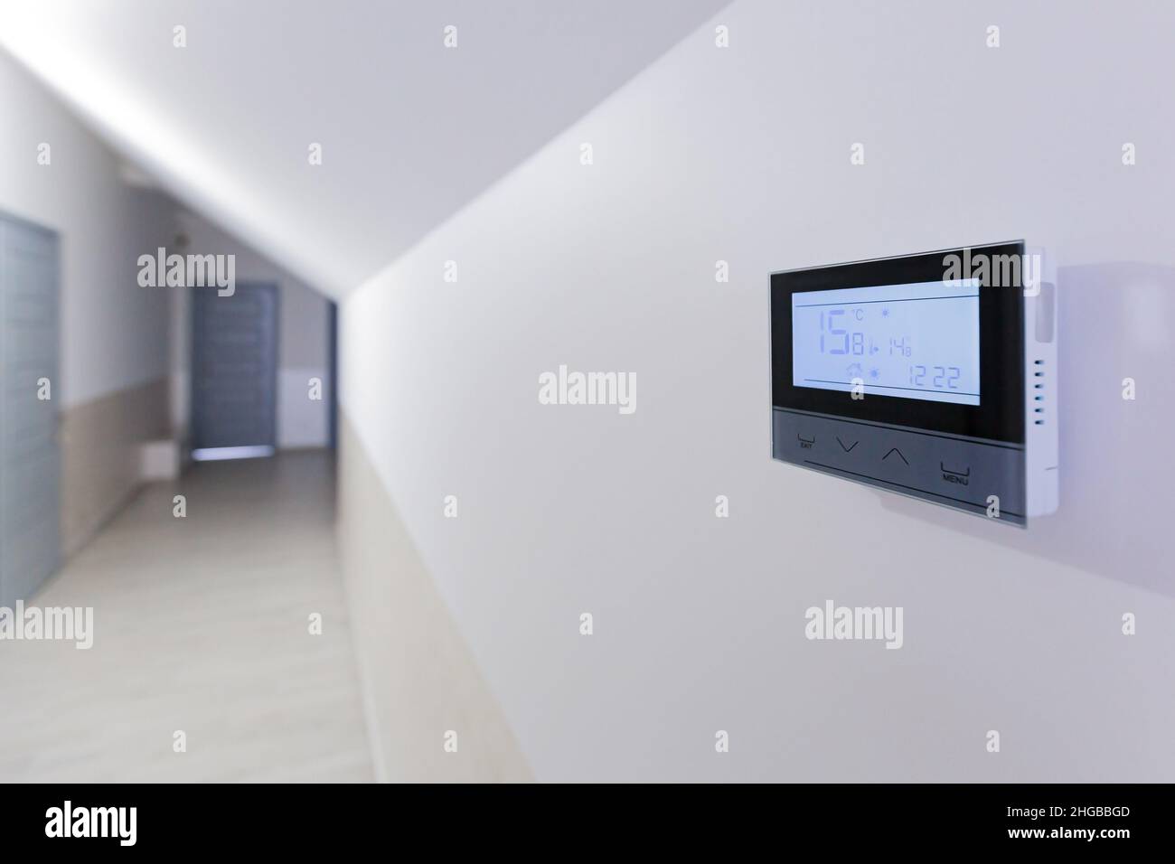 Control panel, air conditioning and heating system of the house, on a ...