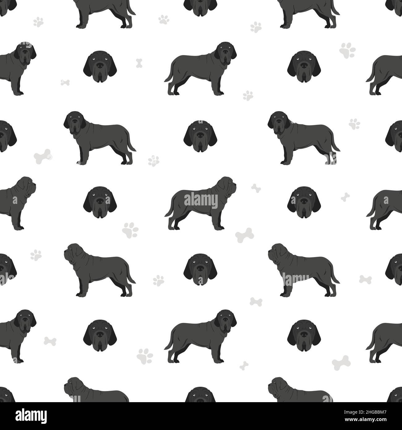 Neapolitan Mastiff, Mastino Neapolitano seamless pattern. Different ...