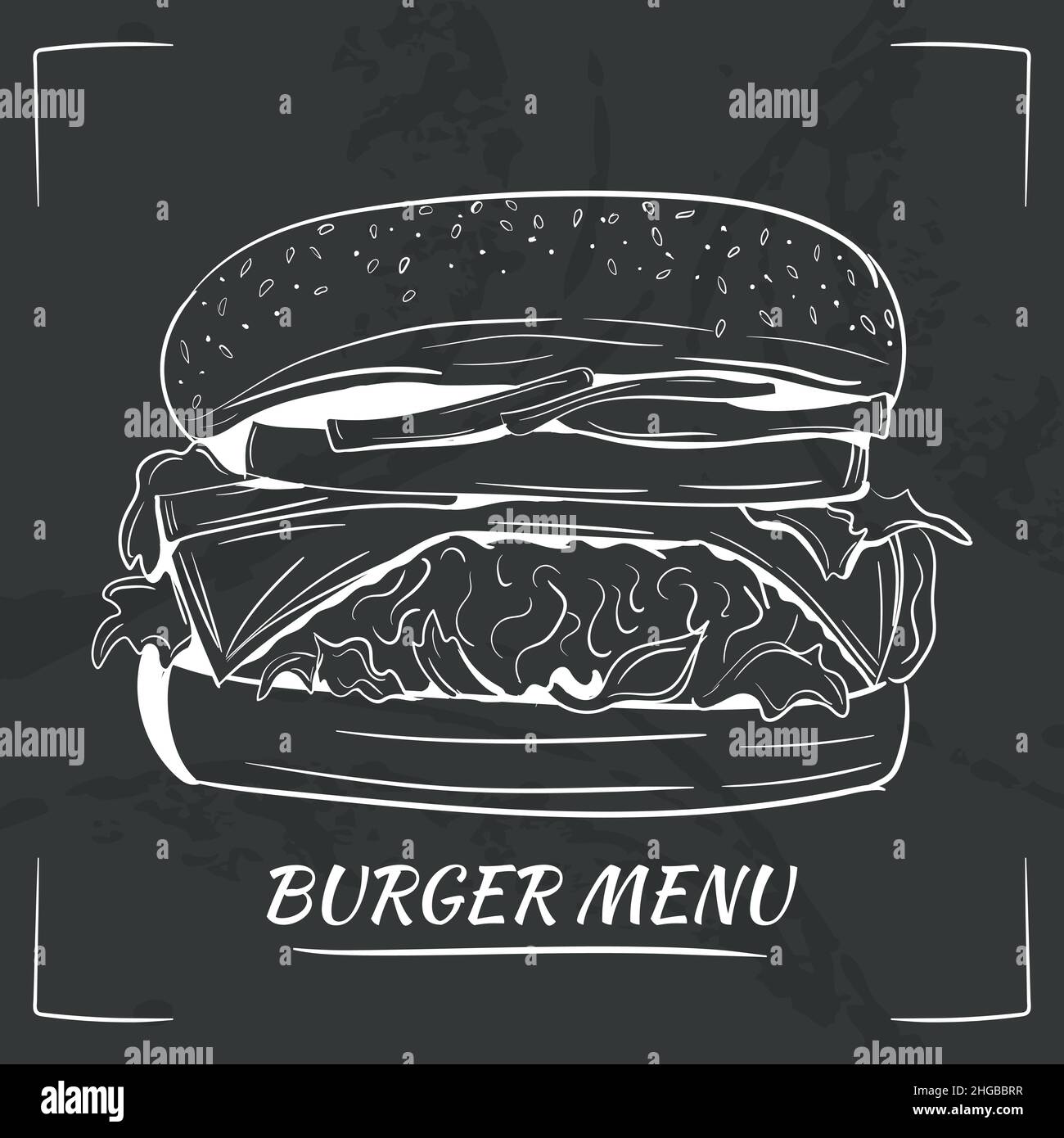 hand drawing of hamburger with its ingredients for menu Stock Vector ...