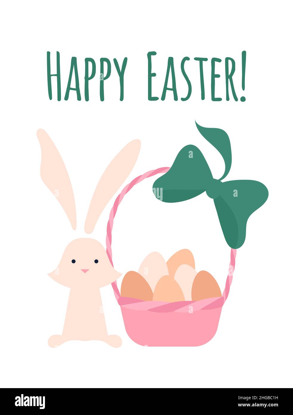 Happy Easter vector illustration with egg, bunny ears headband and ...