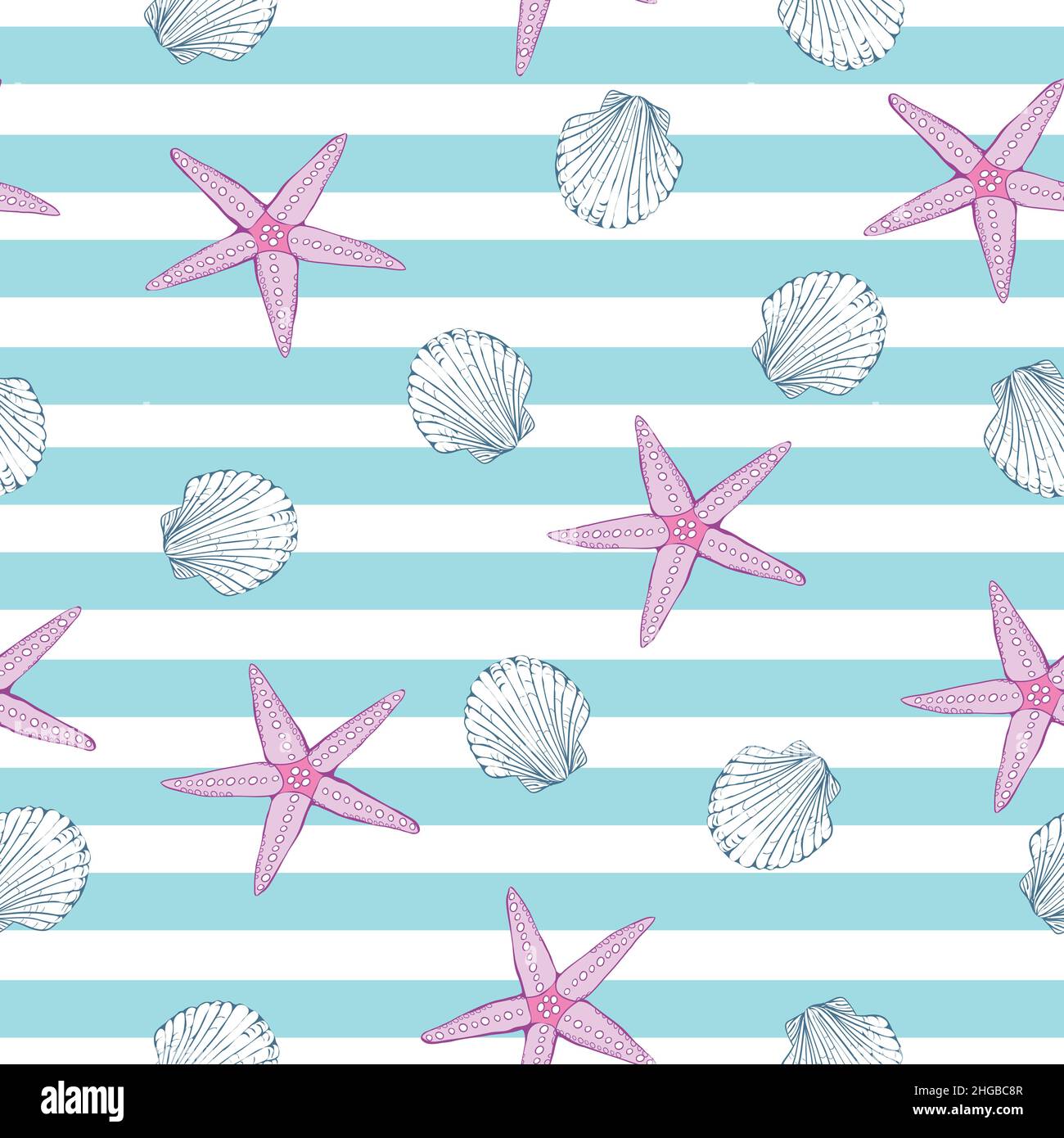 Marine background. Hand drawn vector illustrations - seamless pattern ...