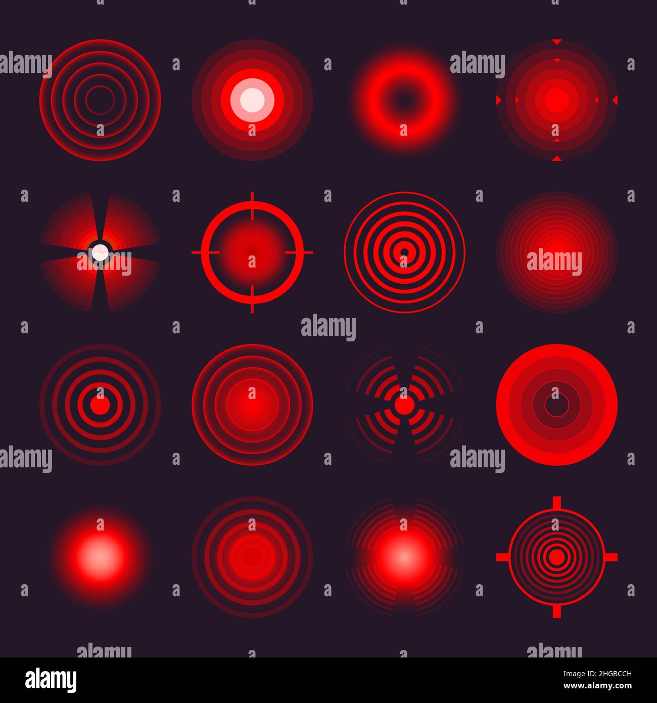 Thermal, night vision scope. Crosshair, gun sight vector icons ...