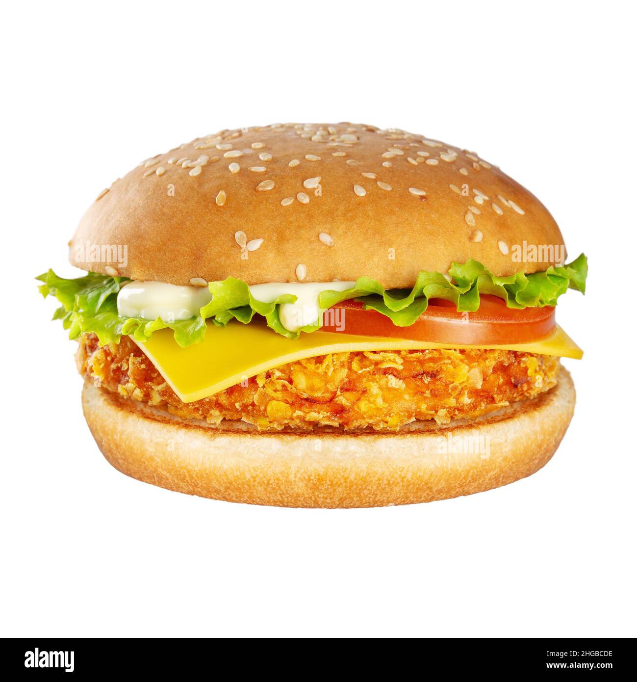 Appetizing burger with beef cutlet. Isolated on white background Stock ...