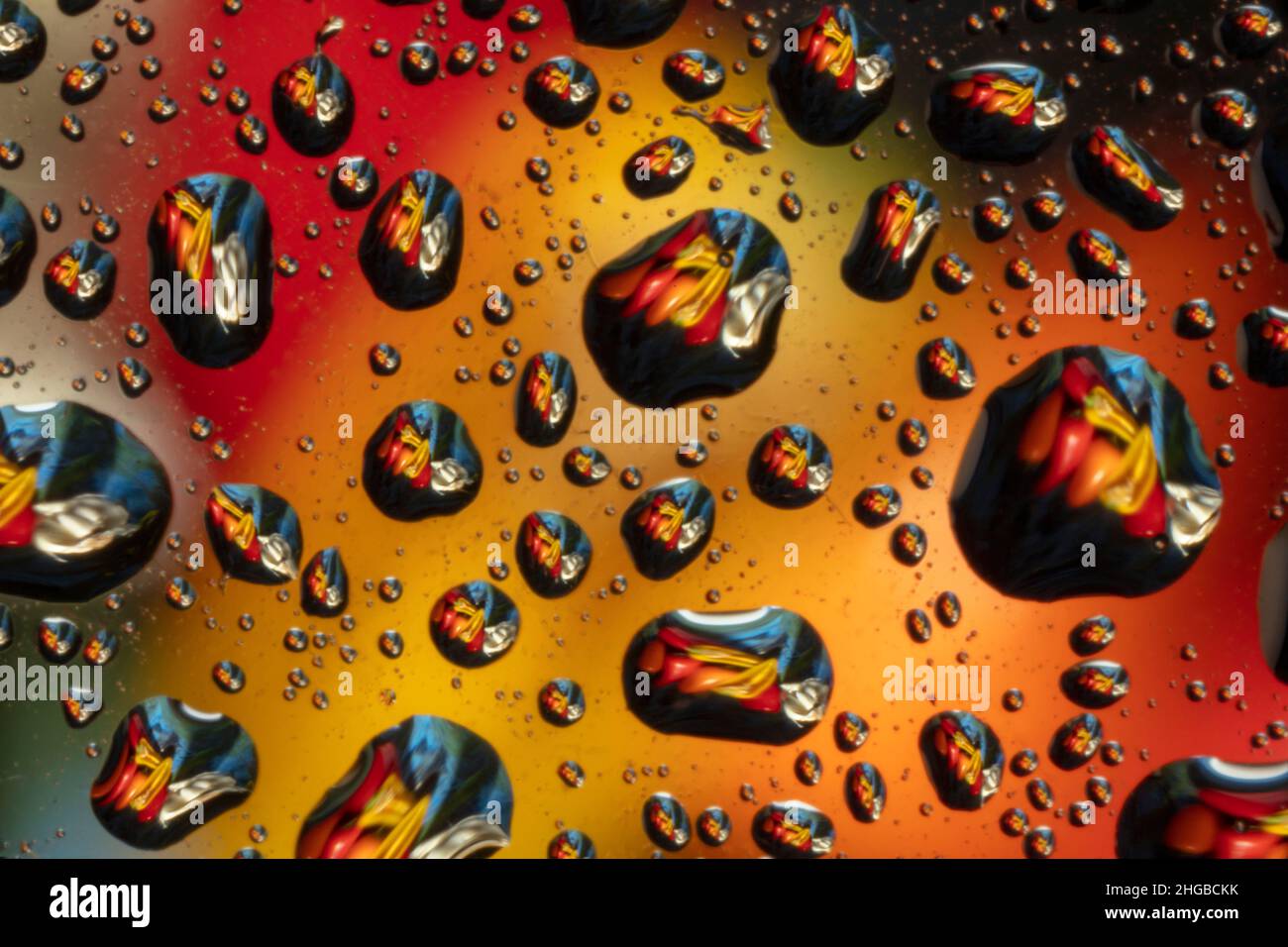 Creative food photography, high resolution fun sized peppers reflected ...