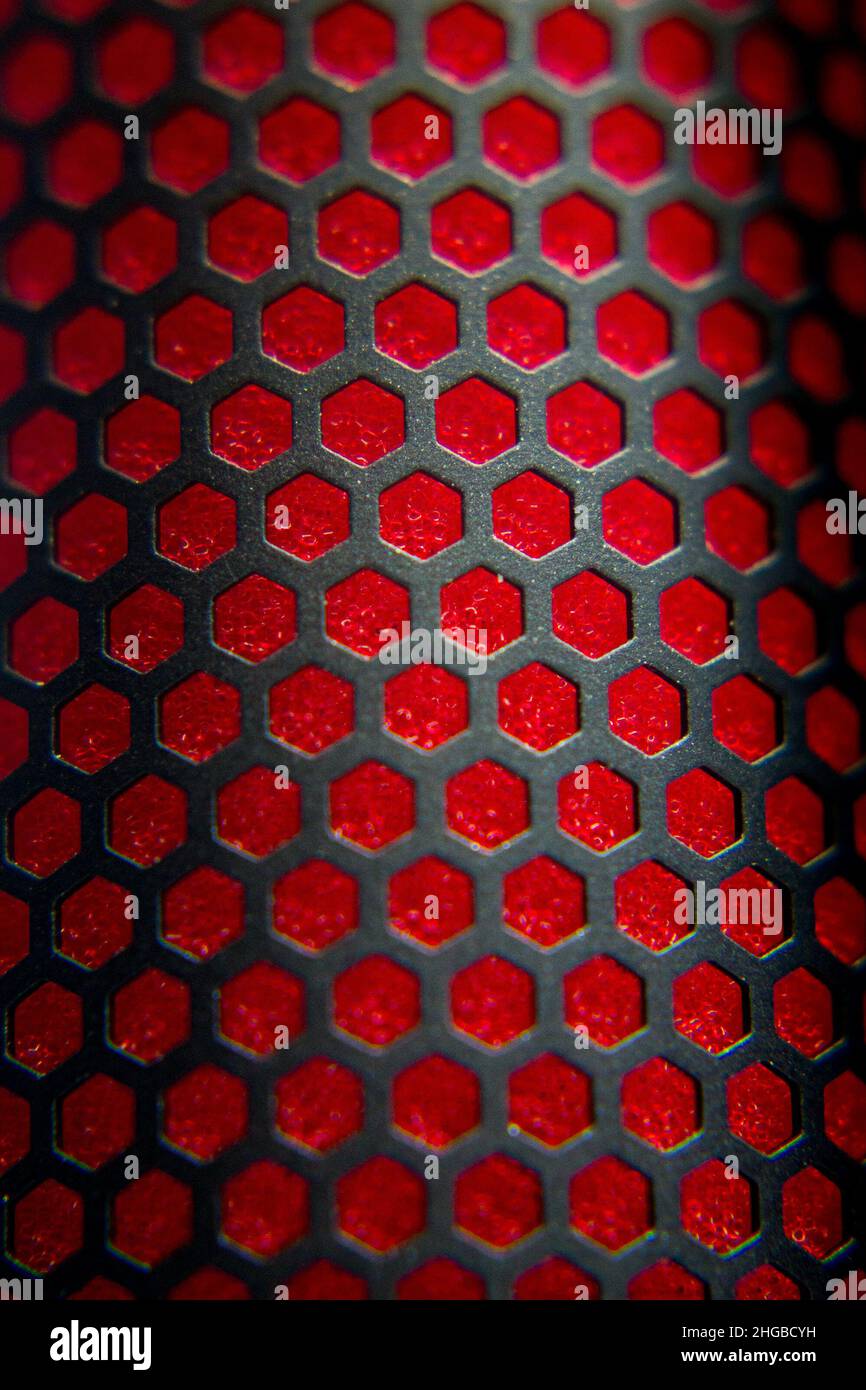 Hexagon grid over a red microphone Stock Photo - Alamy