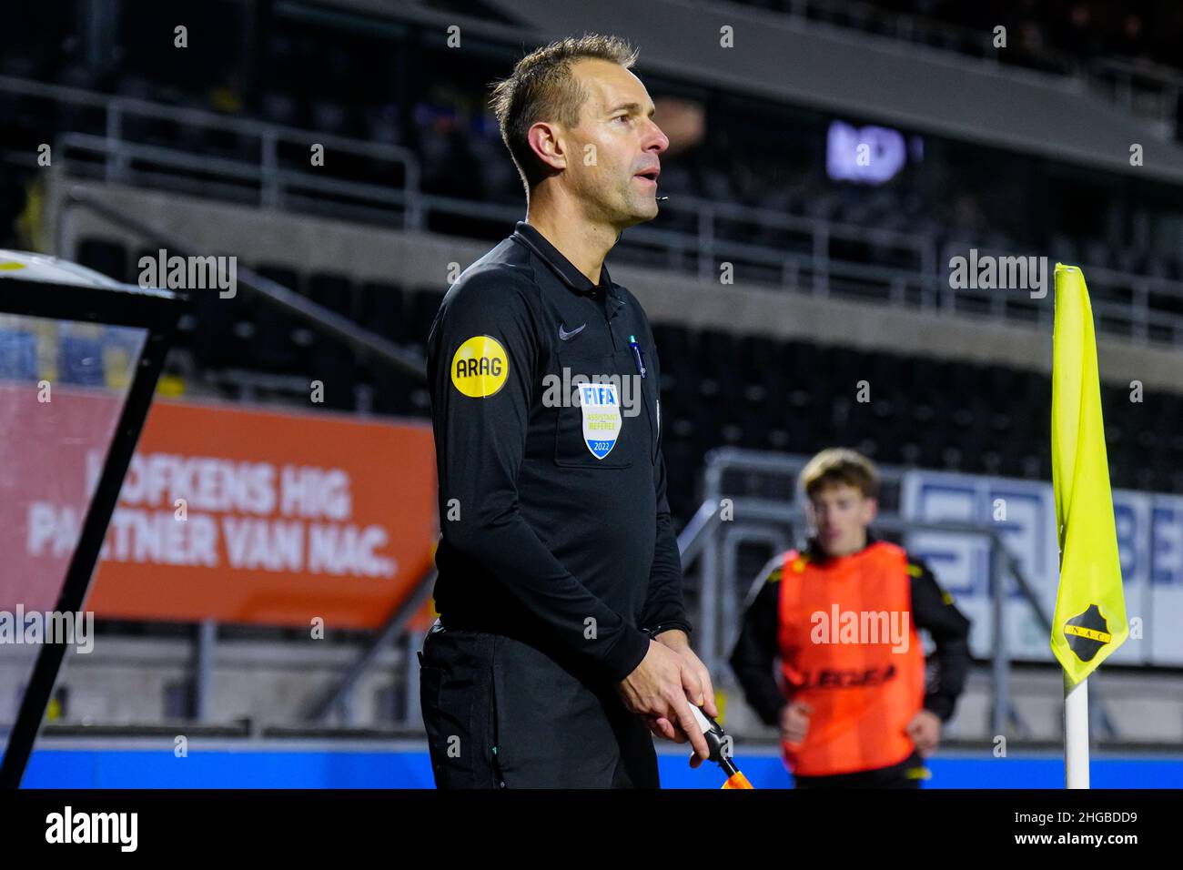 BREDA, NETHERLANDS - JANUARY 19: assistant referee Mario Diks during ...