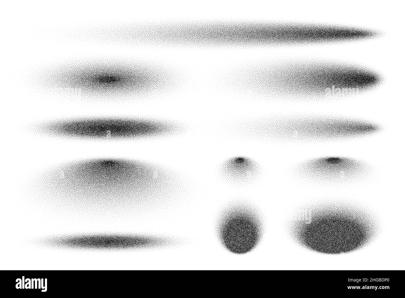 Stipple shadows set, dotted design elements. Fading gradient. Stippling ...