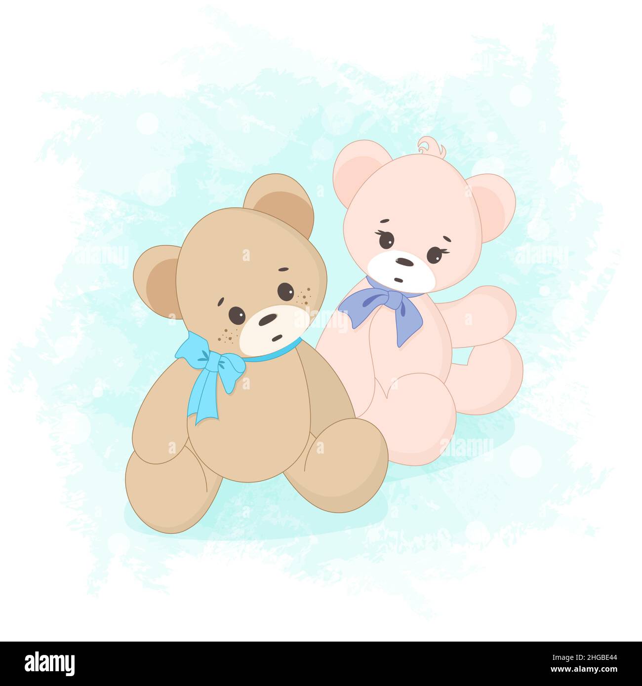 Vector hand-drawn illustration of cute teddy bears. Greeting card for ...