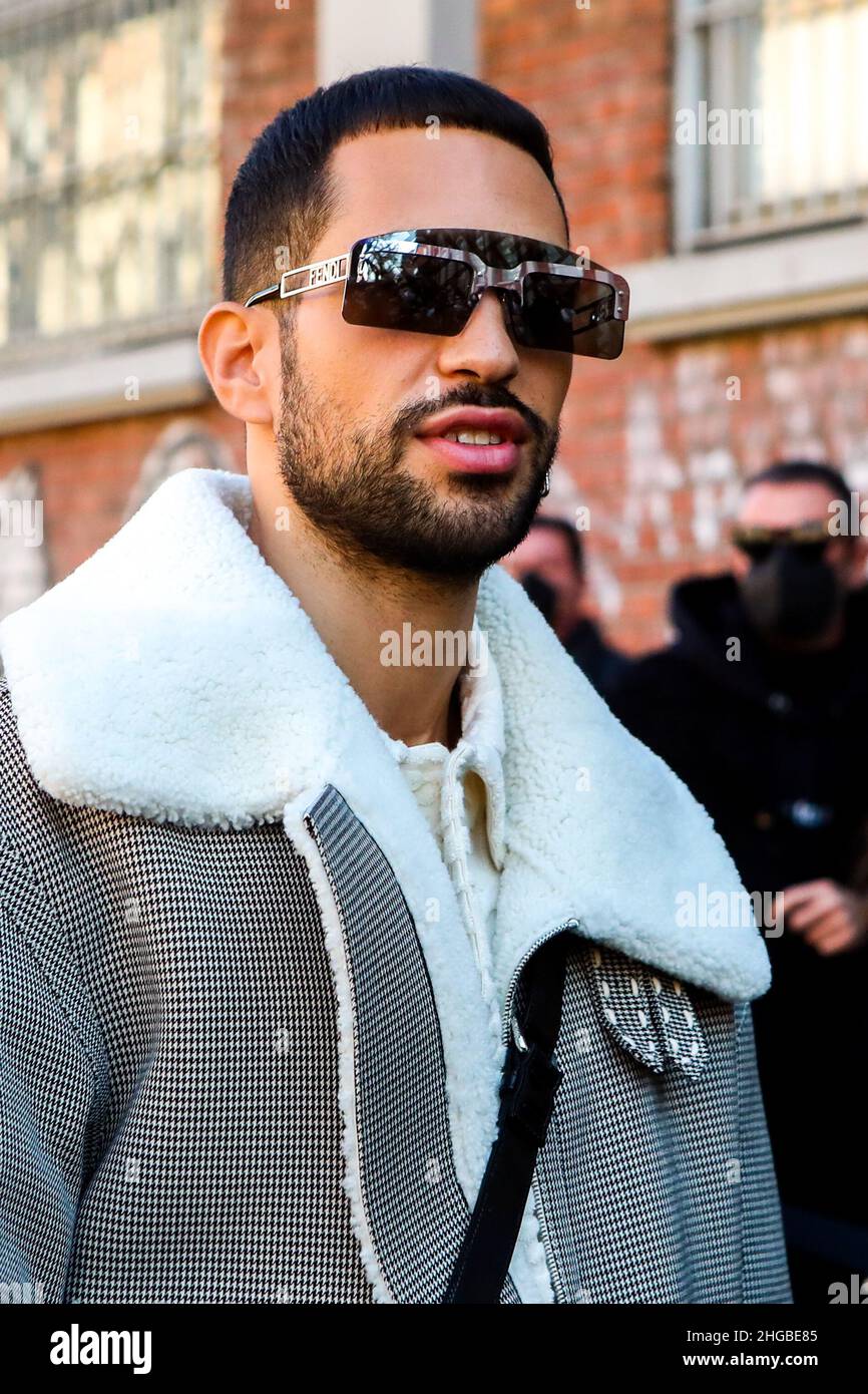 Milano, Italy. 15th Jan, 2022. Mahmood arrives at the Fendi red carpet ...