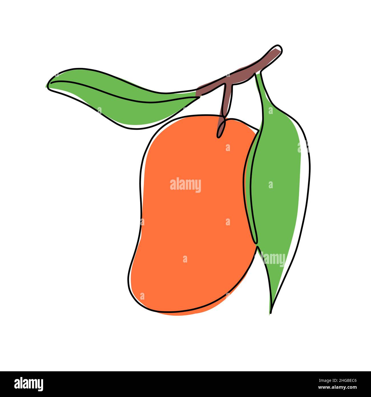 Hand drawn vector illustration of a mango in single line style. Cute ...