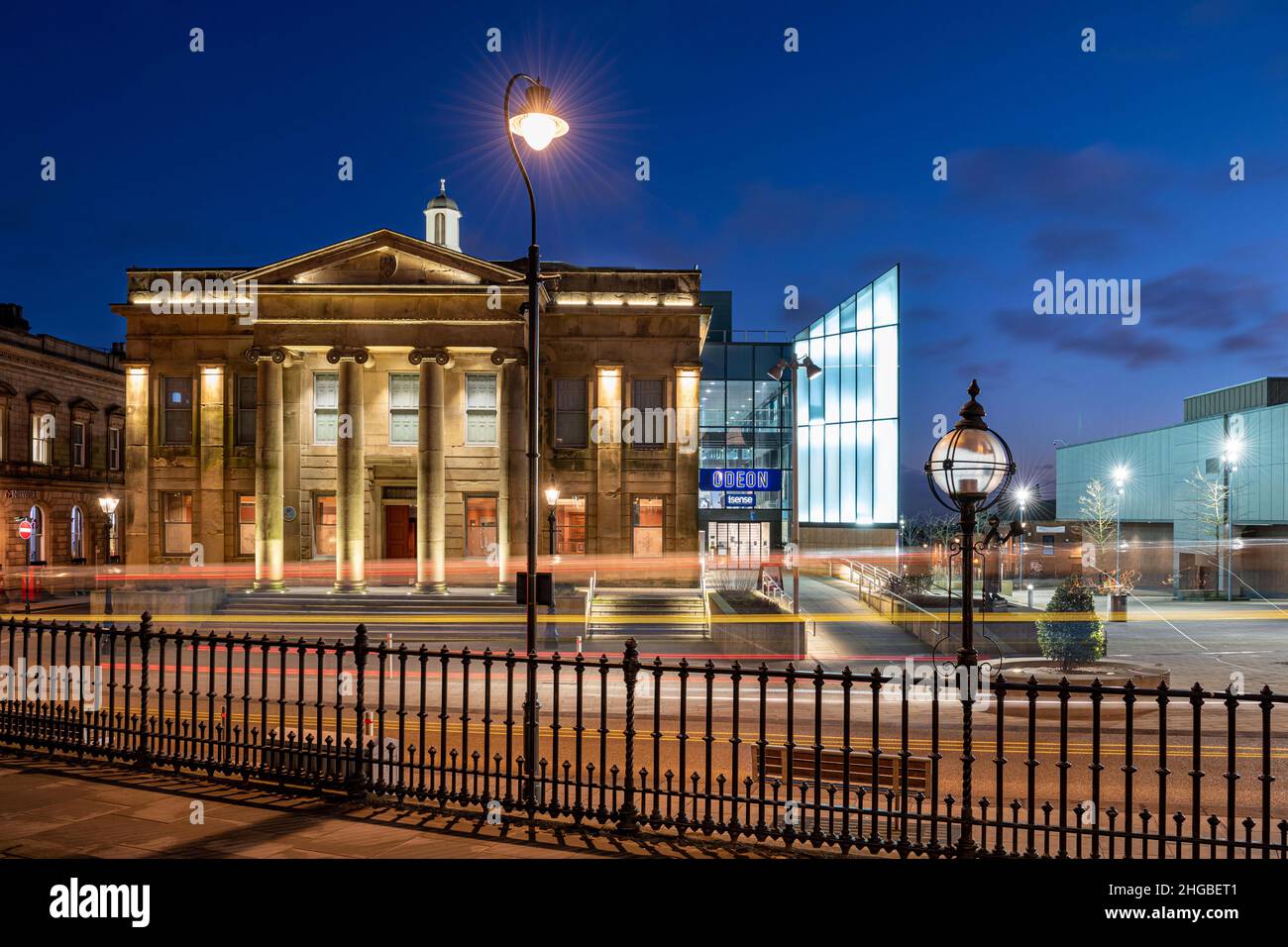 Costa Coffee in old Town Hall, Oldham and ODEON Cinema, Oldham Stock ...