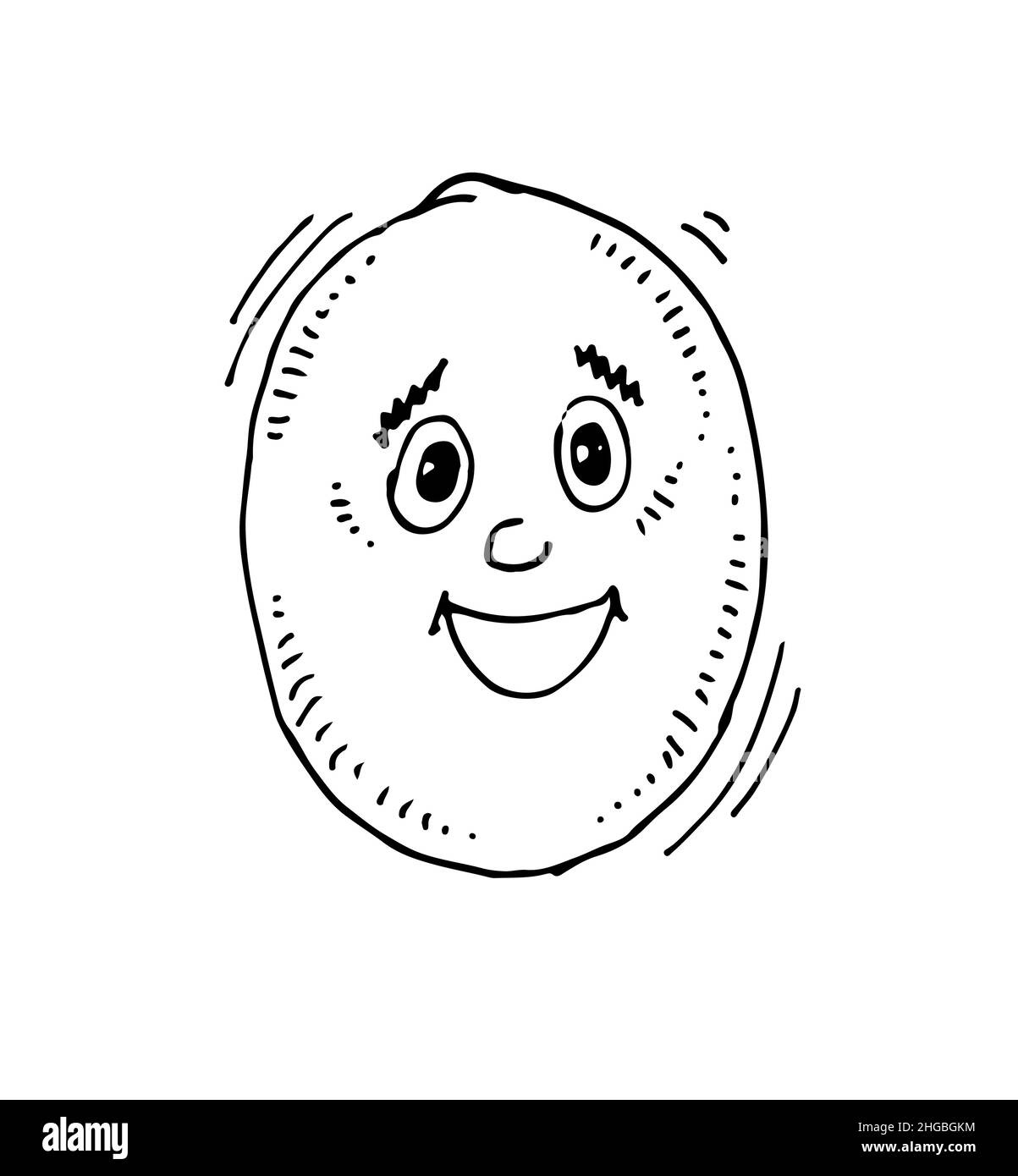 Coconut laughs. Funny Face. Cheerful drawing of fruit. Hand drawing ...