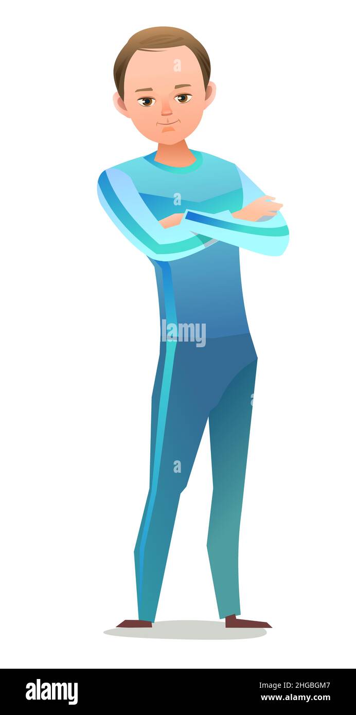 Little boy in tracksuit. Guy got ready for sports activities. Cheerful ...