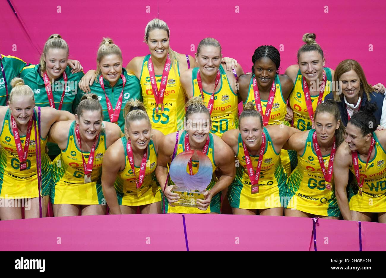 Australia's team celebrate during the Netball Quad Series Final at the ...
