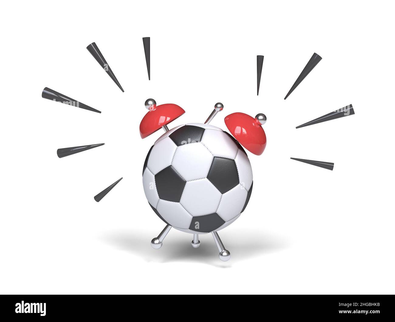 Cute soccer ball shape alarm clock ringing. 3D illustration Stock Photo ...